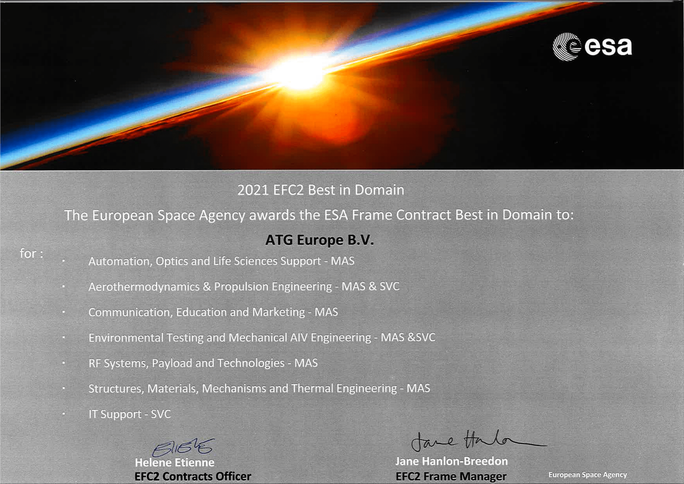 2021 EFC2 Best in Domain – 7 ESA Awards for ATG Europe | ATG Europe